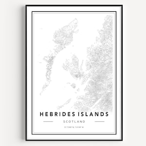 Hebrides Islands Map Poster, Map of the Hebrides Islands, Hebrides ...