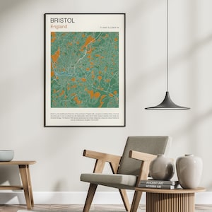 Bristol Map Print, Bristol Map Poster, Colour Bristol City Map, Mid ...