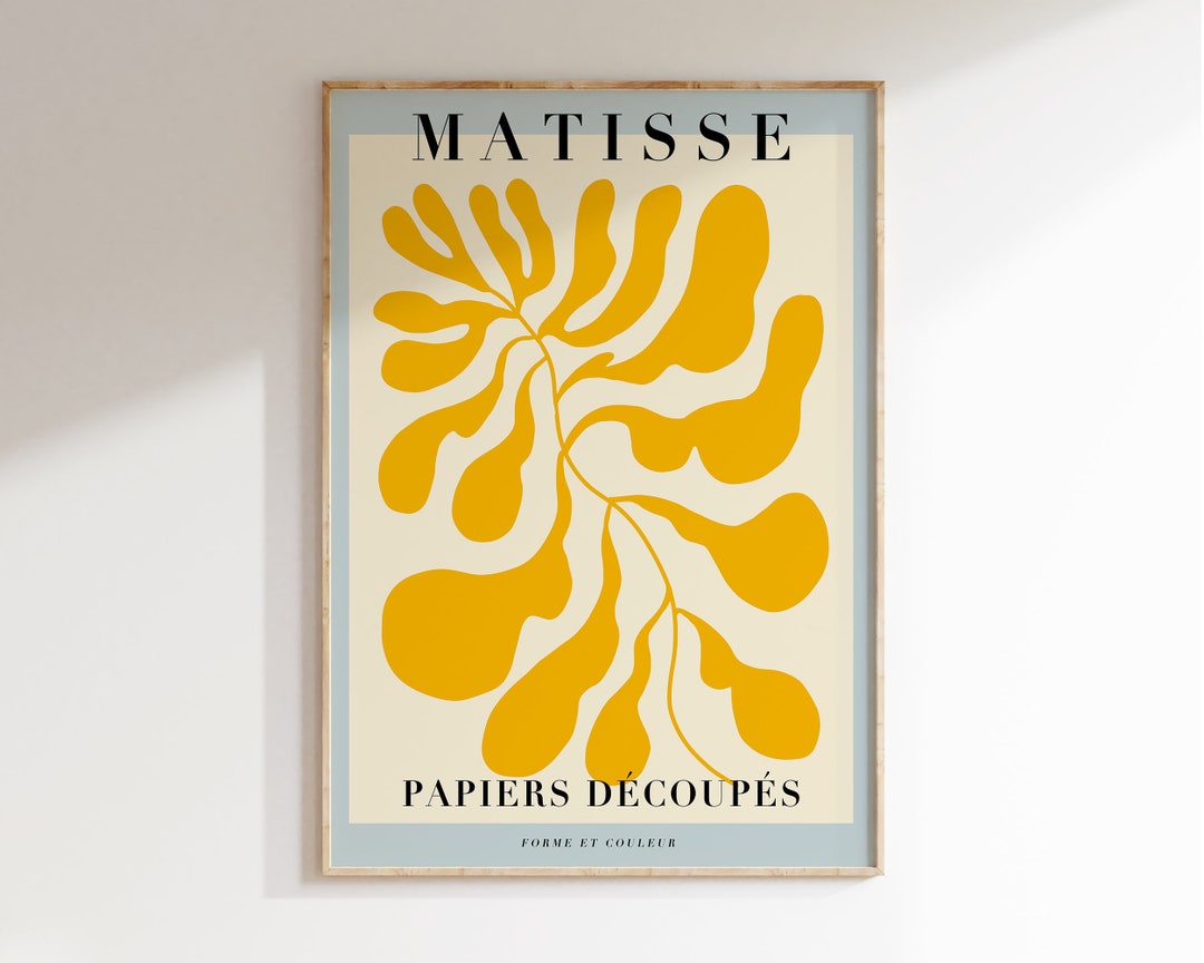 Yellow Matisse Leaf Poster, Matisse Abstract Leaf Art Print, Mid ...