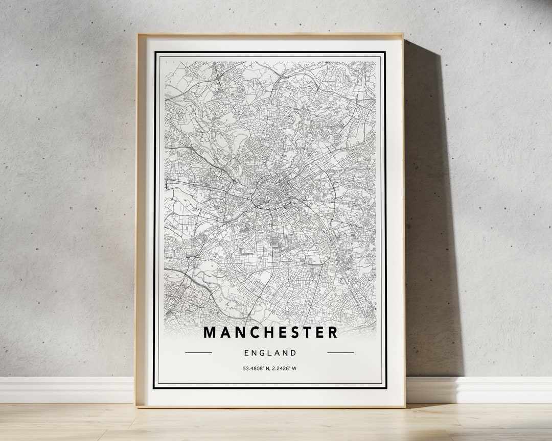 MANCHESTER Map Print, Manchester Map Poster, Manchester Map Wall Art ...