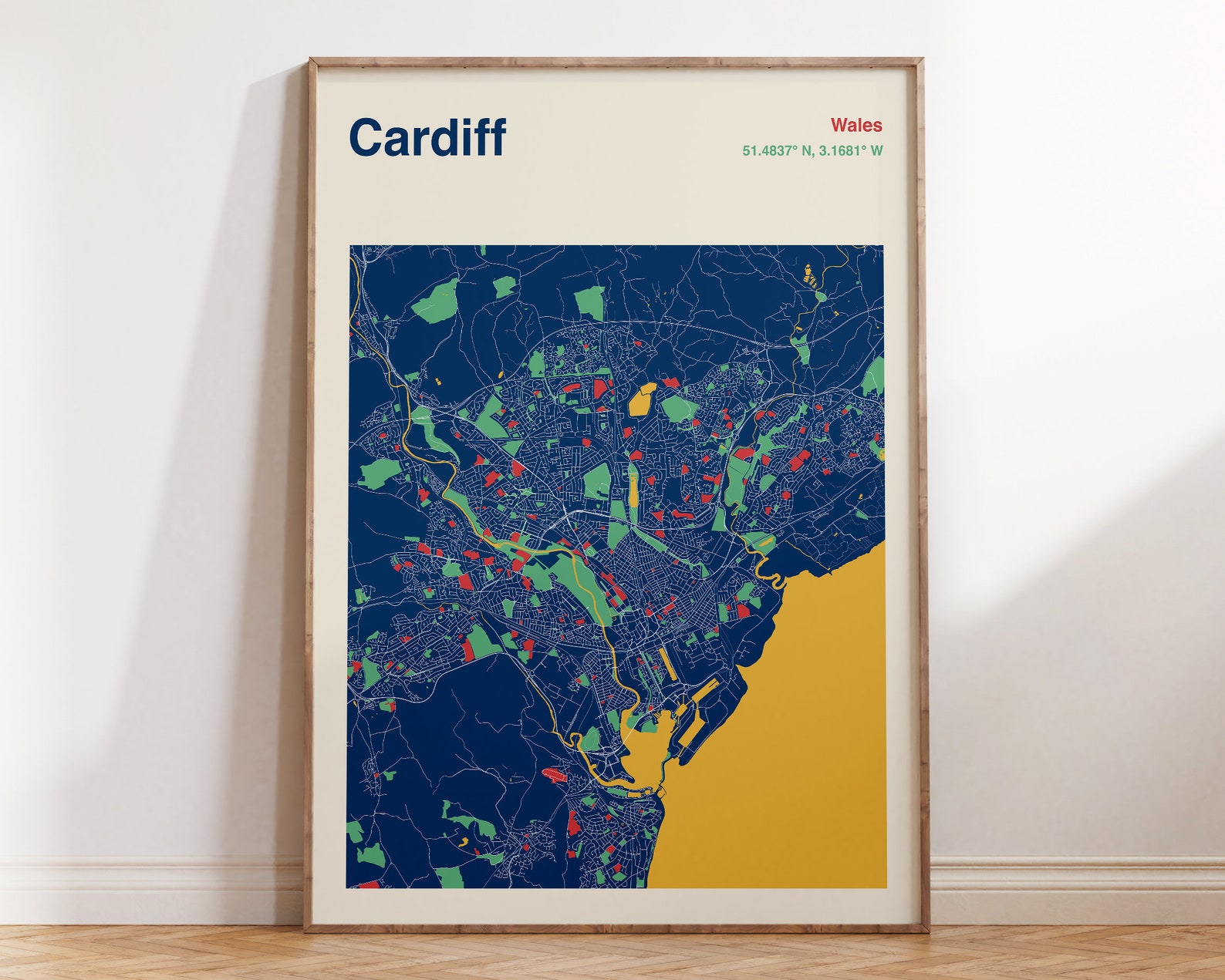 Cardiff Map Print Cardiff Map Poster Cardiff Wales Map Wall - Etsy