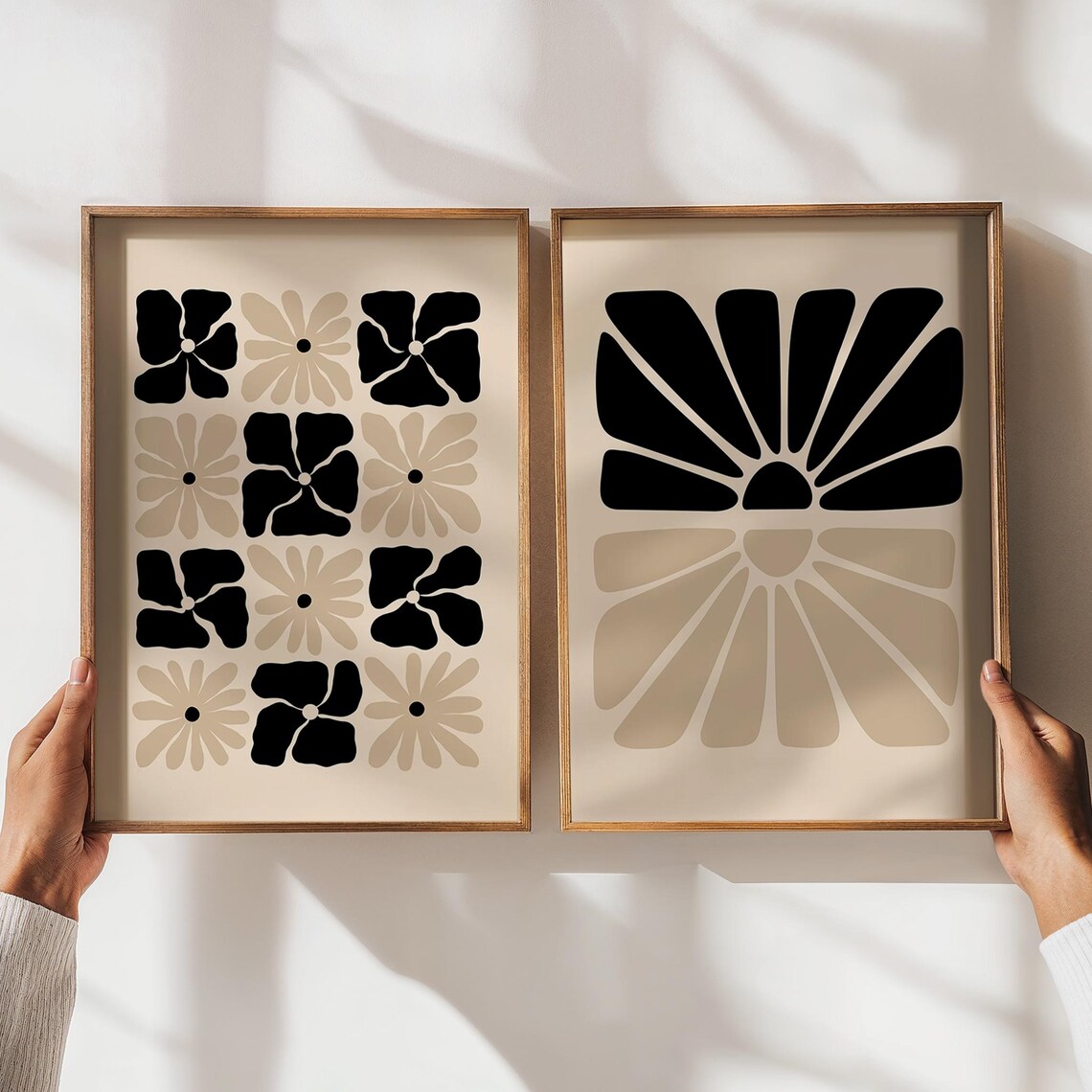 Black and Beige Abstract Flower Prints: Boho Matisse Art (digital ...