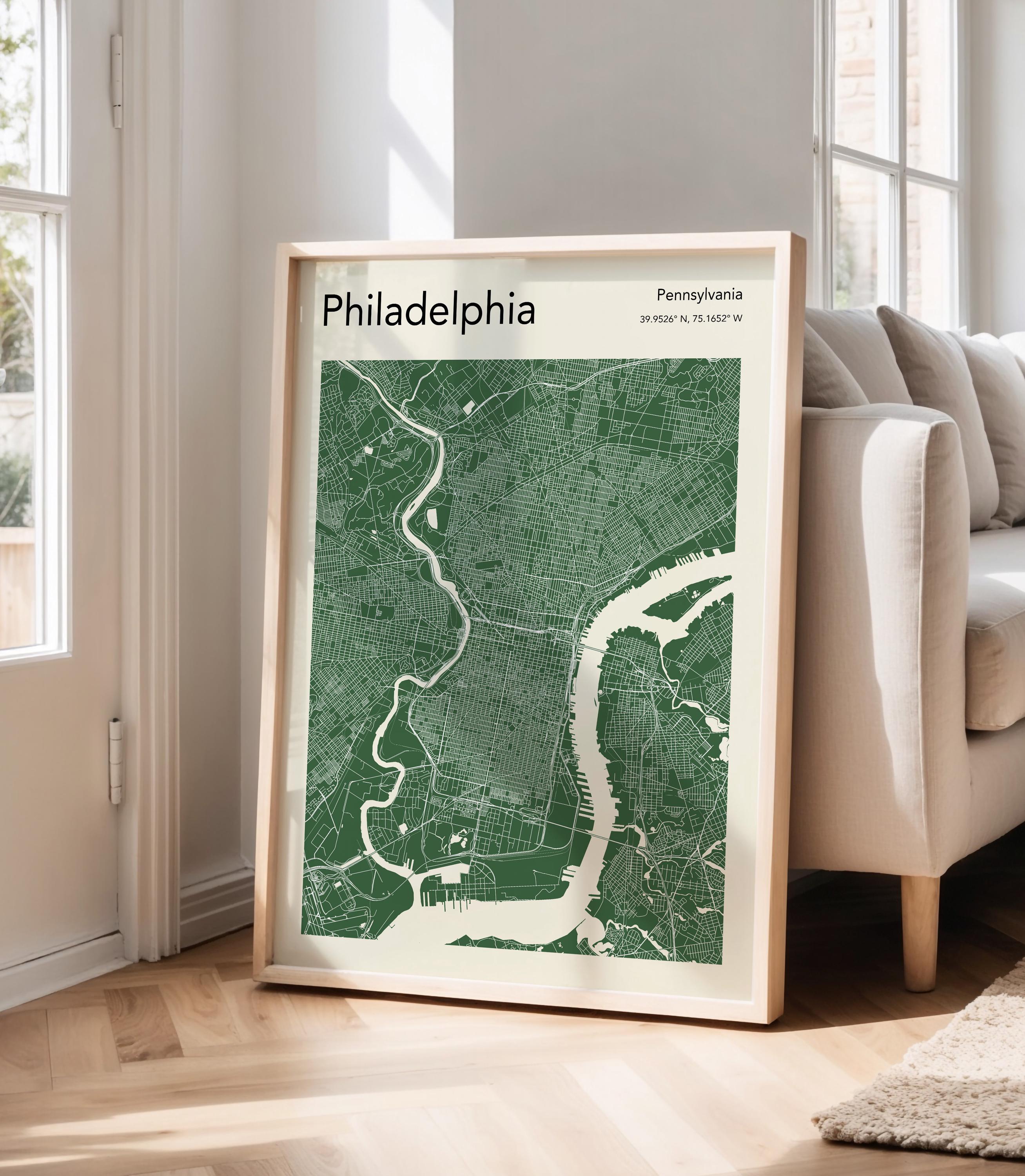 Philadelphia Map Print: Colorful Cityscape Wall Art - Etsy