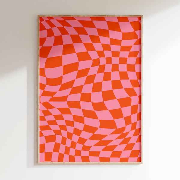 Pink Checkered Poster - Etsy
