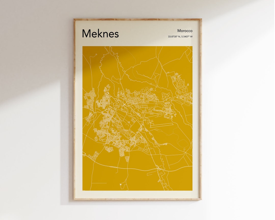 Meknes Morocco Map Poster, MORE COLOURS, Meknes City Map Print, Meknes ...