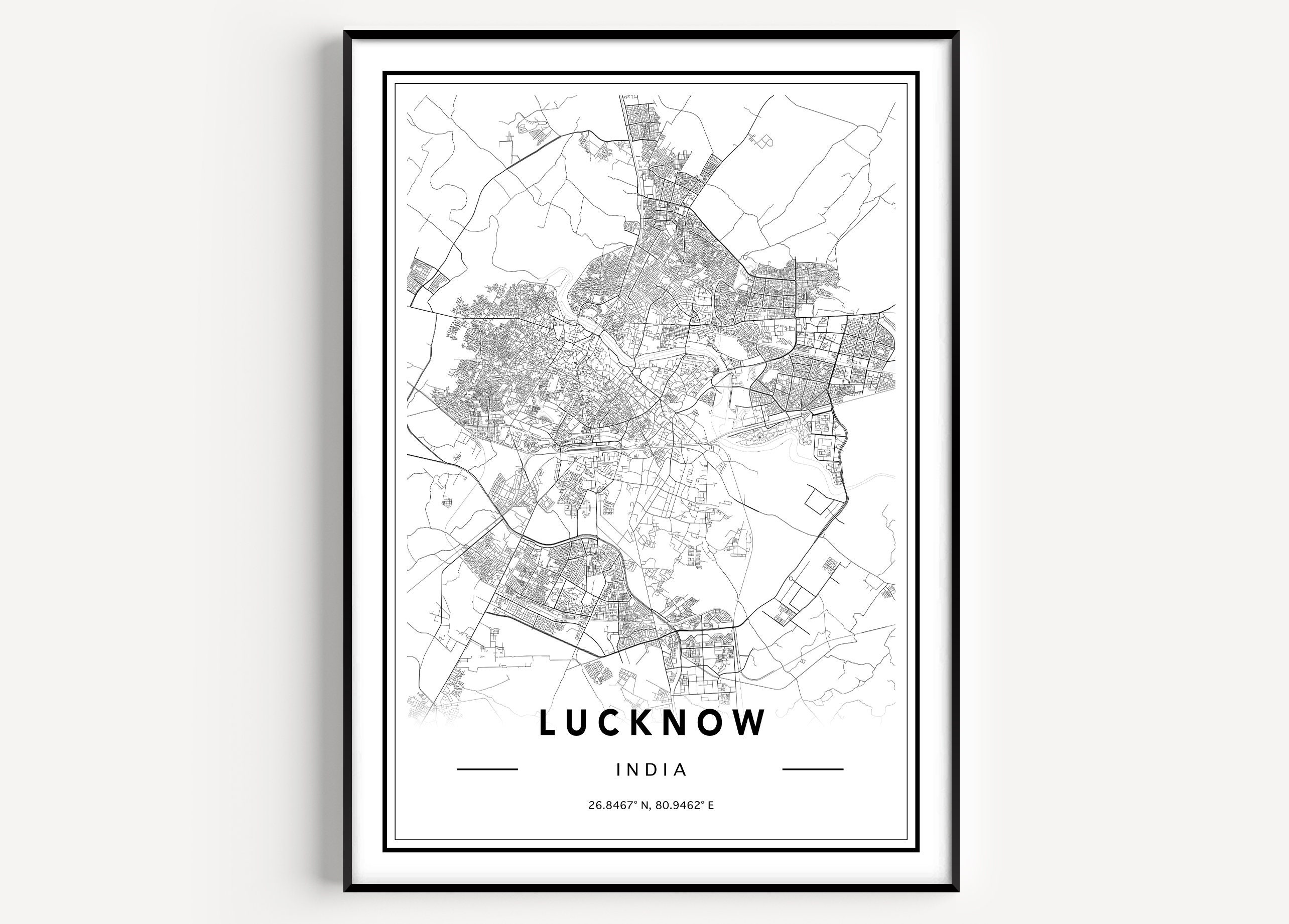 Lucknow Map Print Lucknow India Map Poster Lucknow Map Wall - Etsy ...