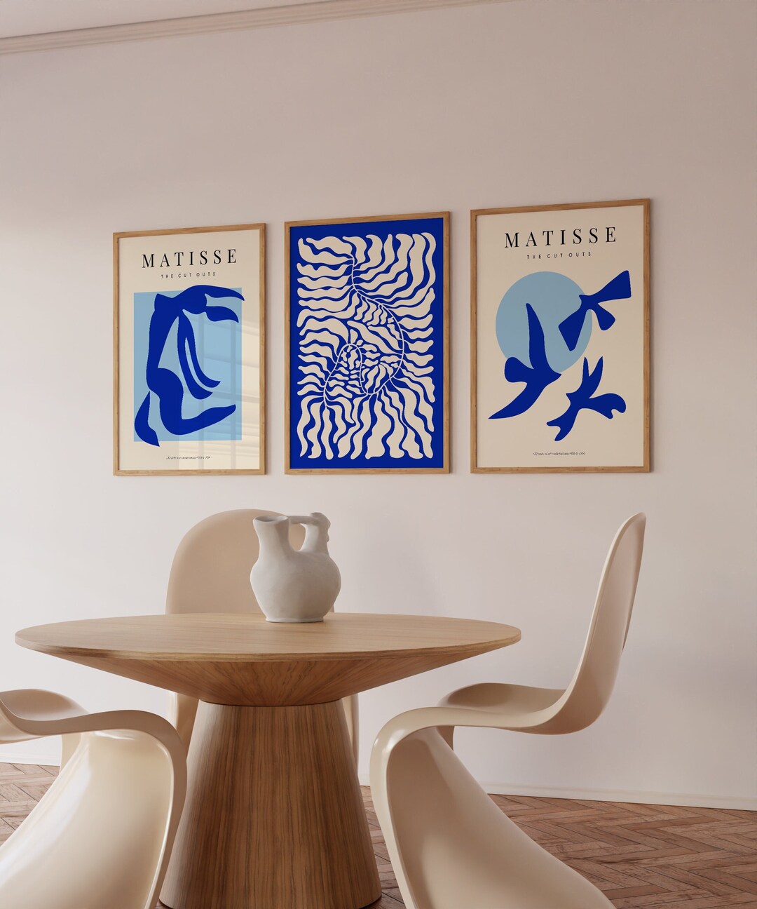 Set of 3 Blue Matisse Posters, Minimal Matisse Botanical Art Print ...
