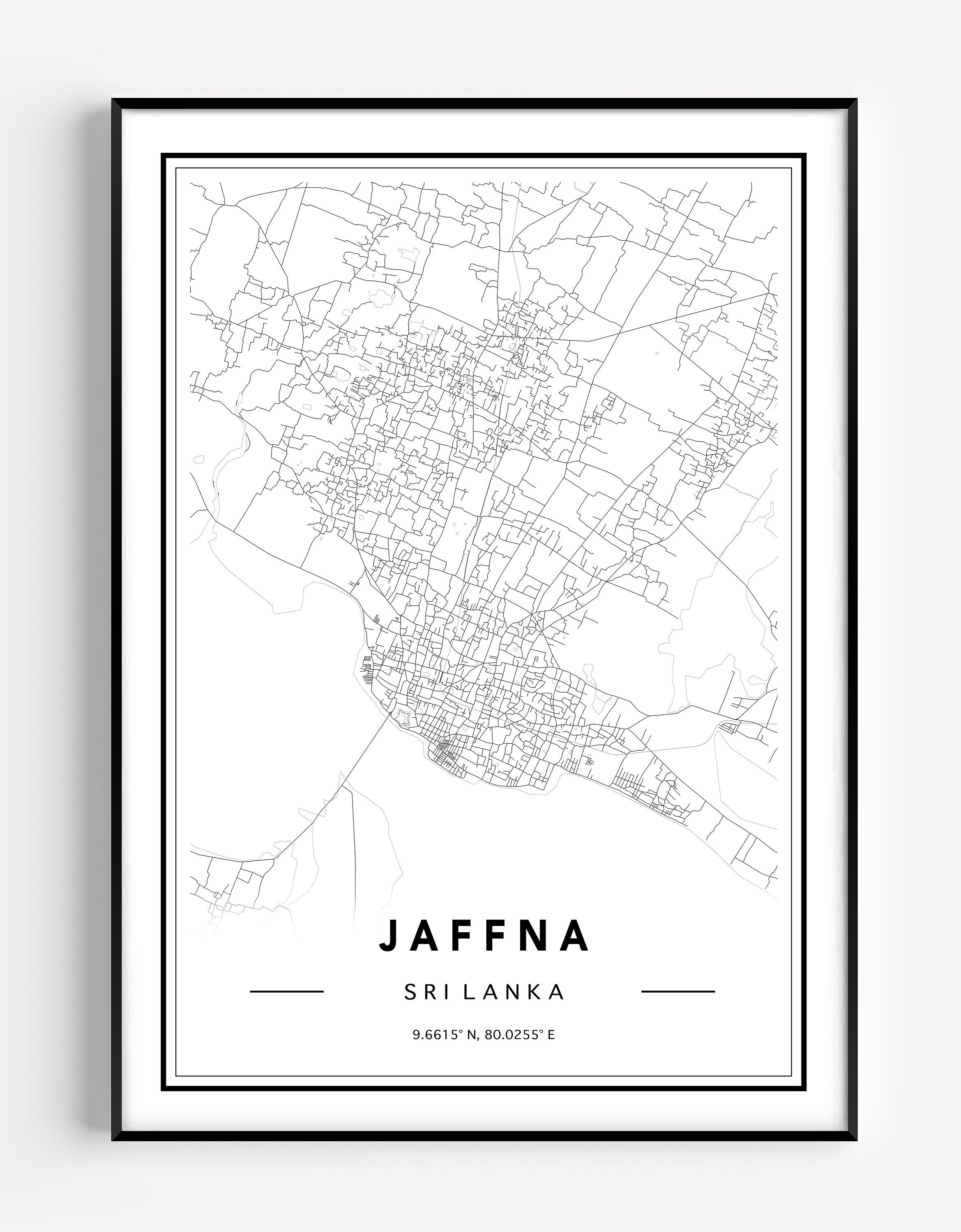 Jaffna Sri Lanka Map Print Jaffna City Map Poster Jaffna Map - Etsy UK
