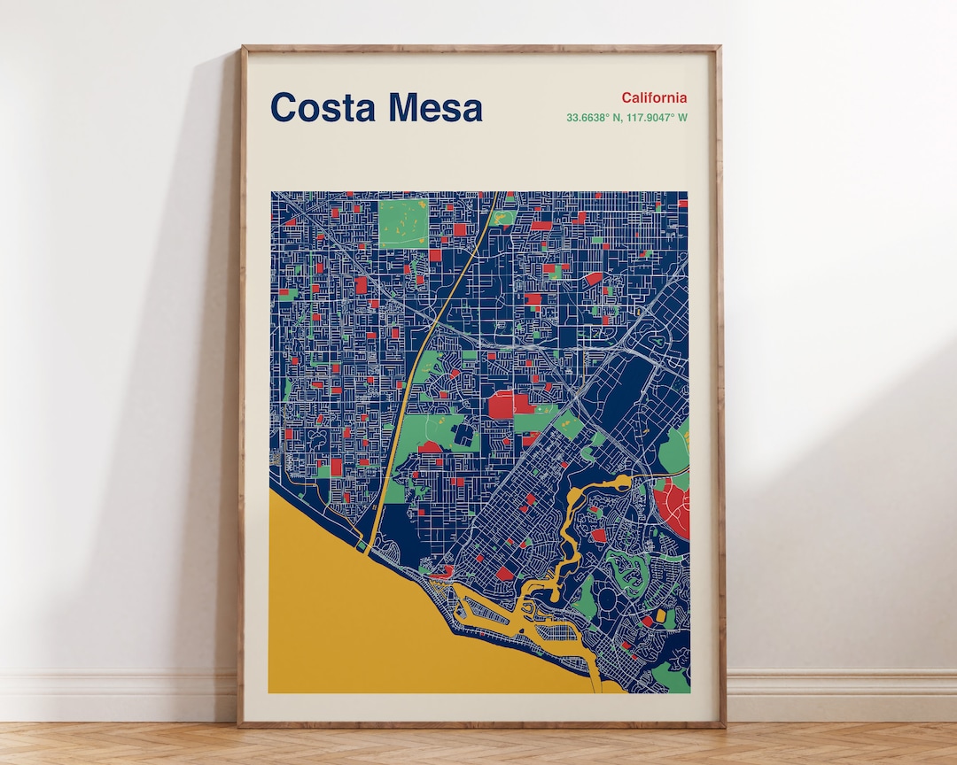 Costa Mesa Map Print, Costa Mesa Map Poster, Costa Mesa Map Wall Art ...