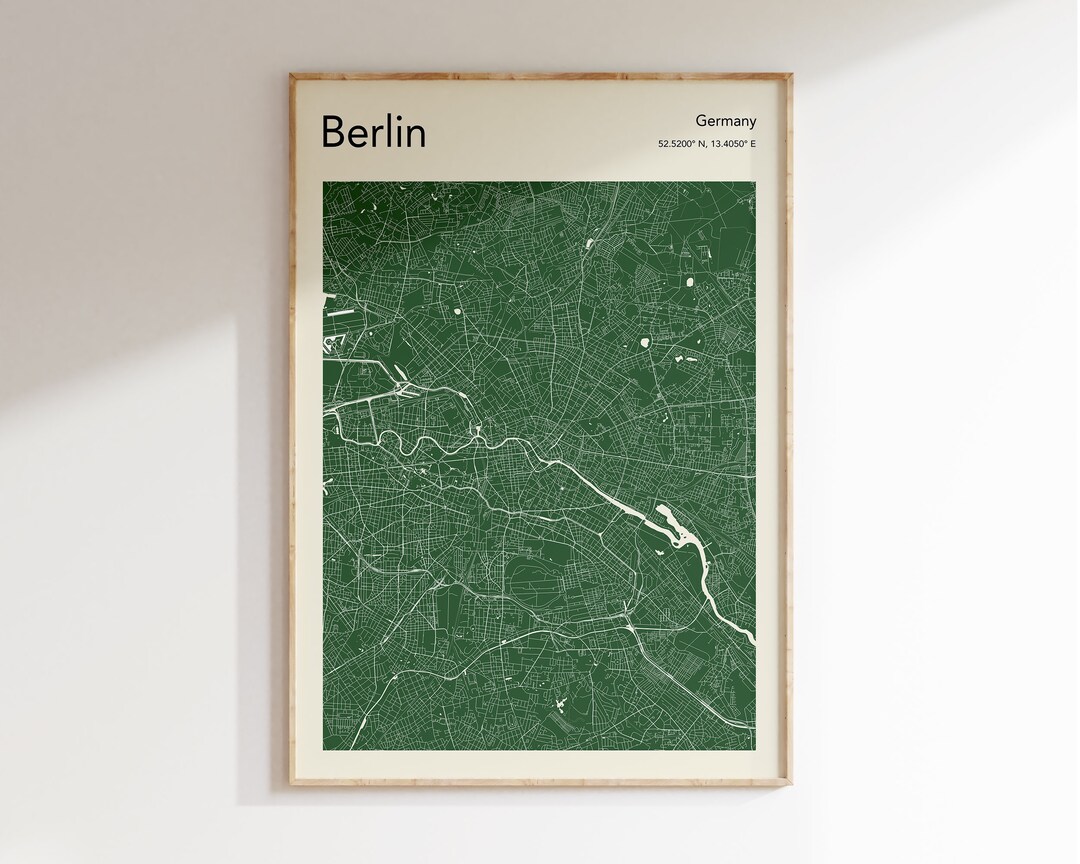 BERLIN Map Poster, MORE COLOURS, Berlin Map Print, Colour Berlin Map Wall Art, Berlin City Map ...