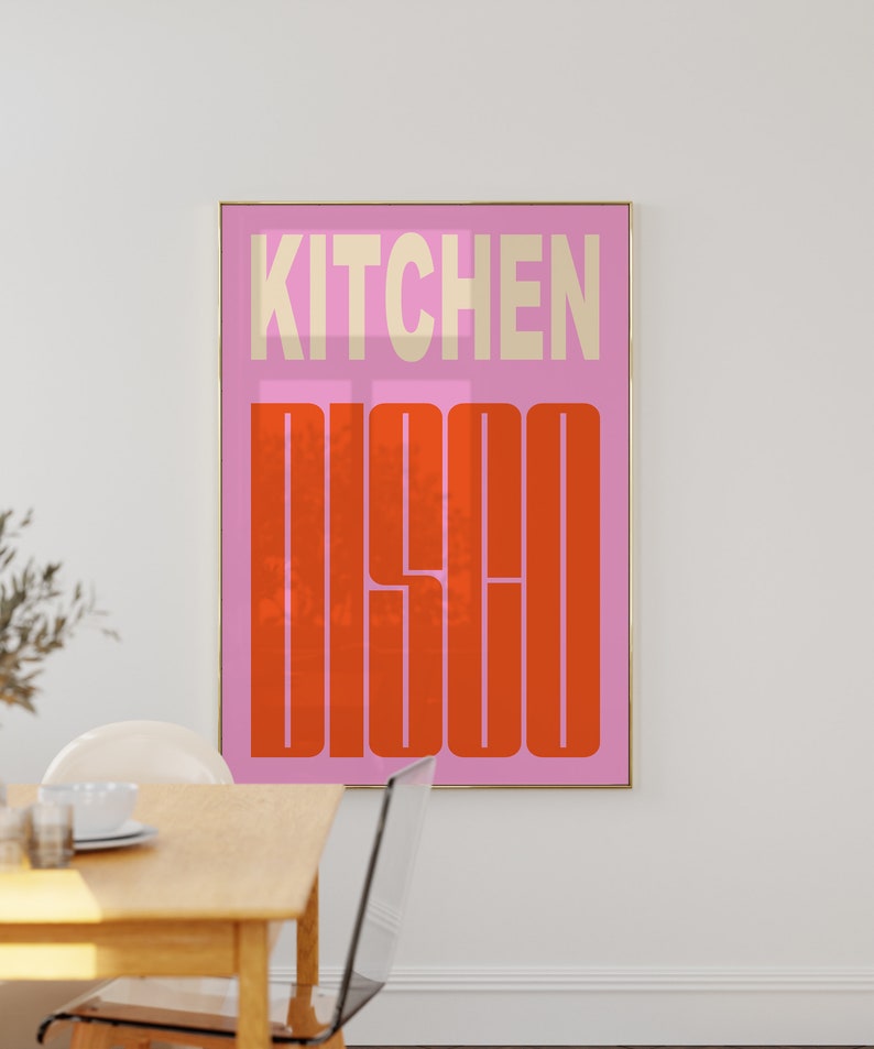Kitchen Disco Poster MORE COLOURS Kitchen Disco Typography - Etsy