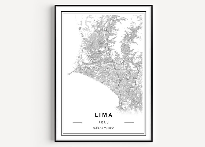 Lima Peru Map Poster Lima City Map Map of Lima Lima Map - Etsy