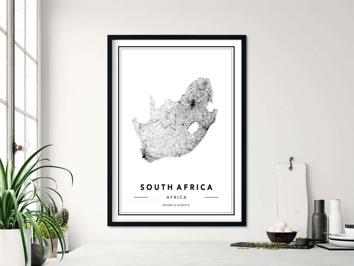 South Africa Map Print South Africa Map Poster South Africa - Etsy UK