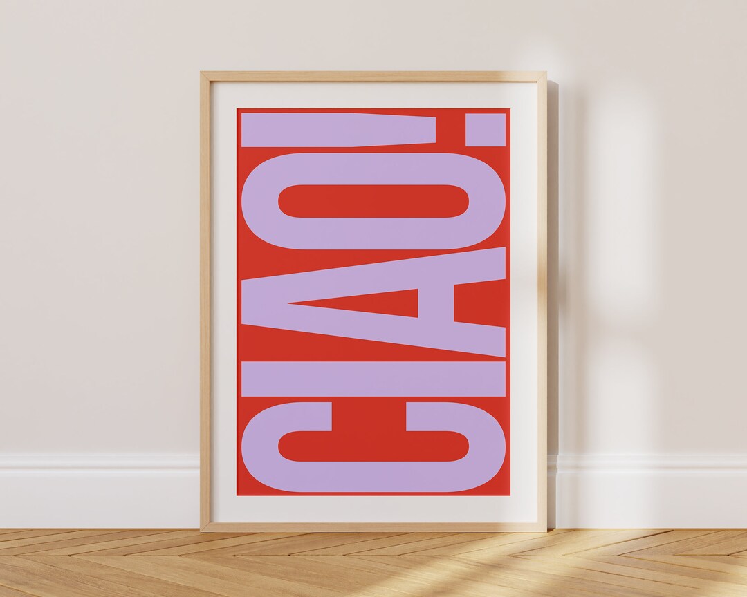 Pink Ciao Typography Retro Poster, Maximalist Wall Art, Retro Gallery ...