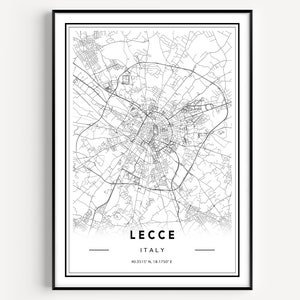 Lecce Italy Map Print, Lecce Map Poster, Lecce City Map Wall Art, Map ...