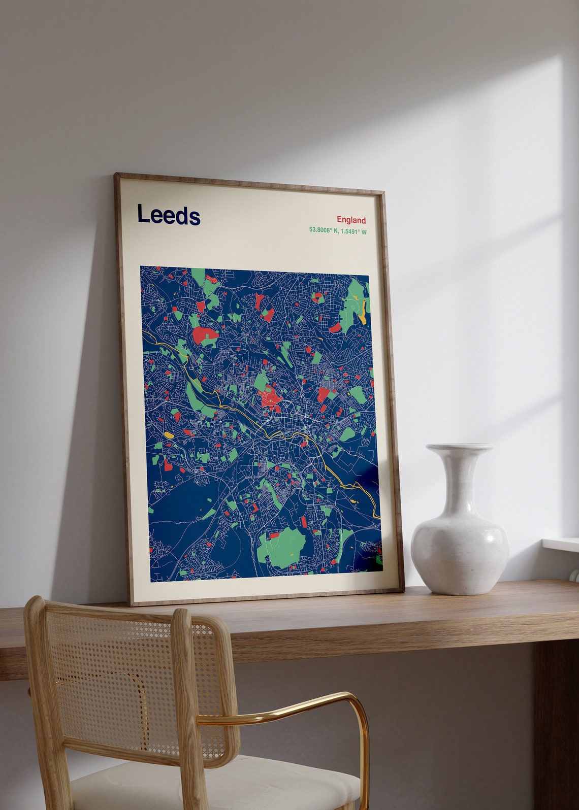 Leeds City Map Colour Leeds Map Poster Leeds Map Wall Art | Etsy
