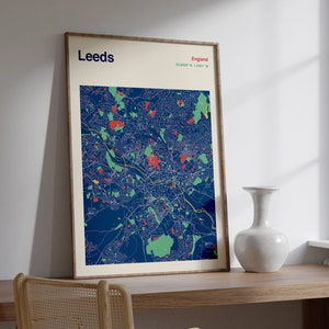 Leeds City Map, Colour Leeds Map Poster, Leeds Map Wall Art, Map of ...