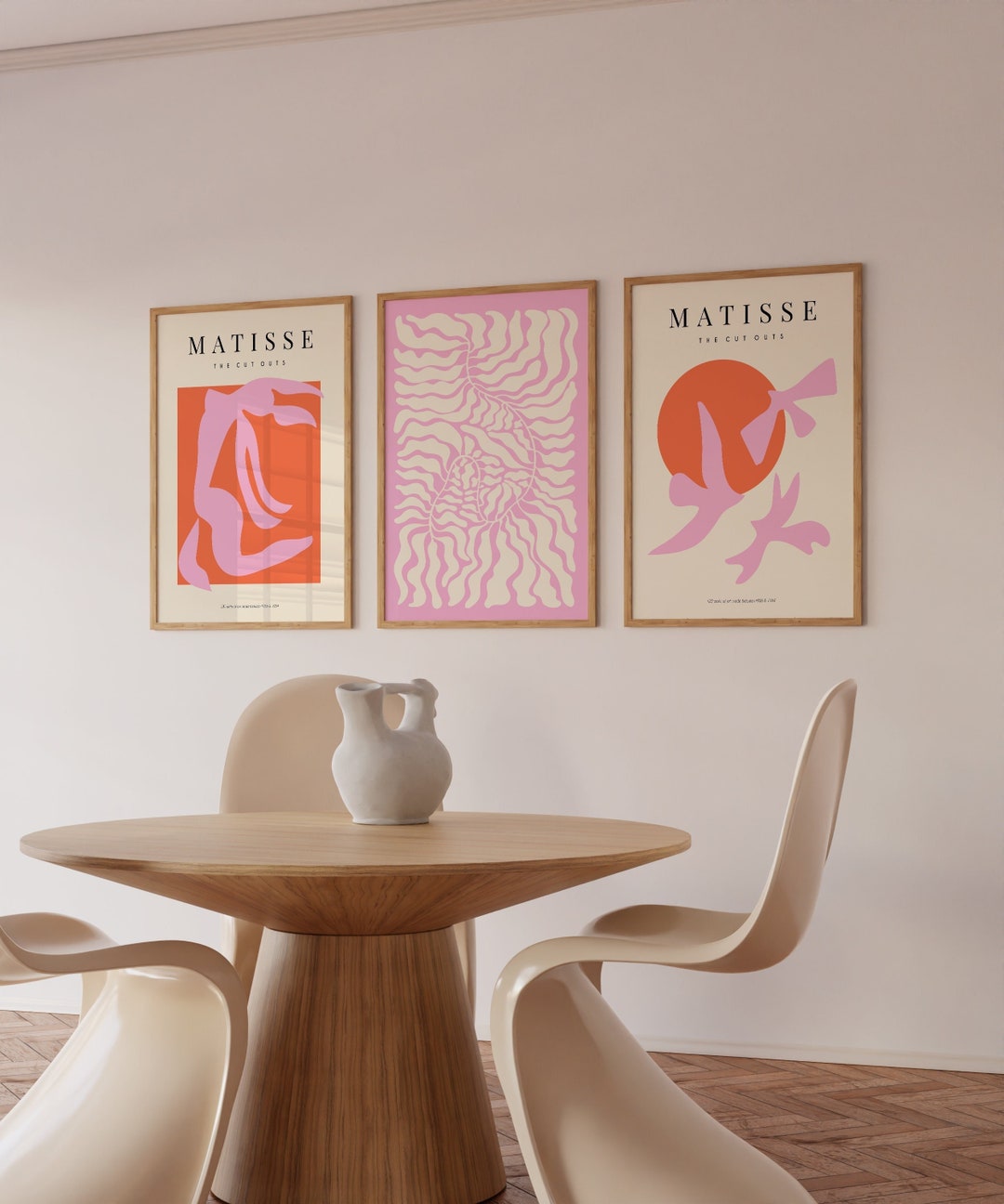 Set of 3 Pink Matisse Posters, Minimal Matisse Botanical Art Print ...