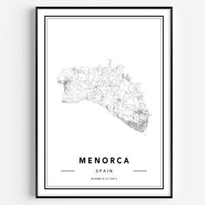 Menorca Map Print, Menorca Map Poster, Minorca Spain Map Wall Art, Map ...