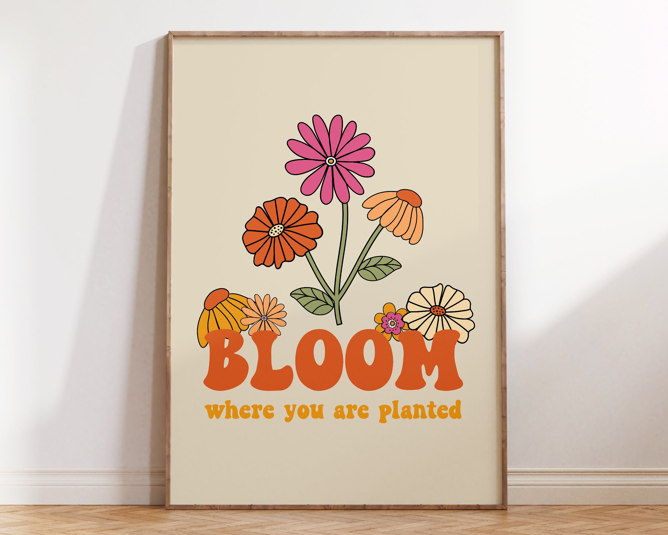 Retro Flower Poster Bloom Where You Are Planted 1970s Retro - Etsy