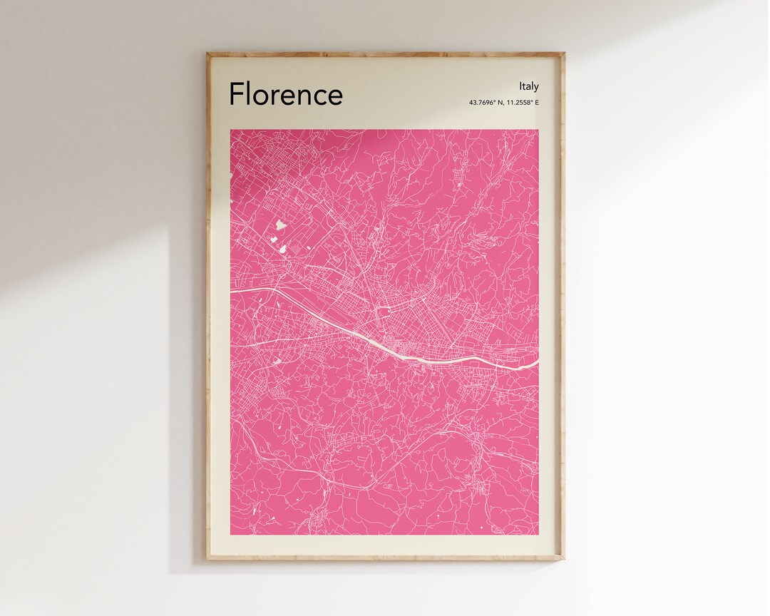FLORENCE City Map Print, MORE COLOURS, Florence Italy Map Poster ...