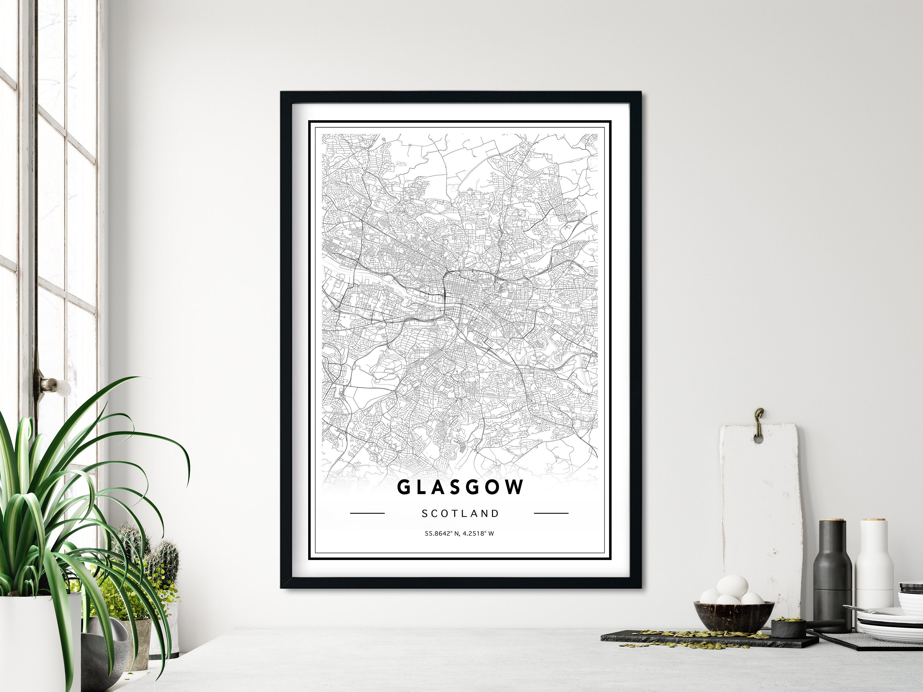 Glasgow Map Print Glasgow Map Poster Glasgow Map Wall Art - Etsy
