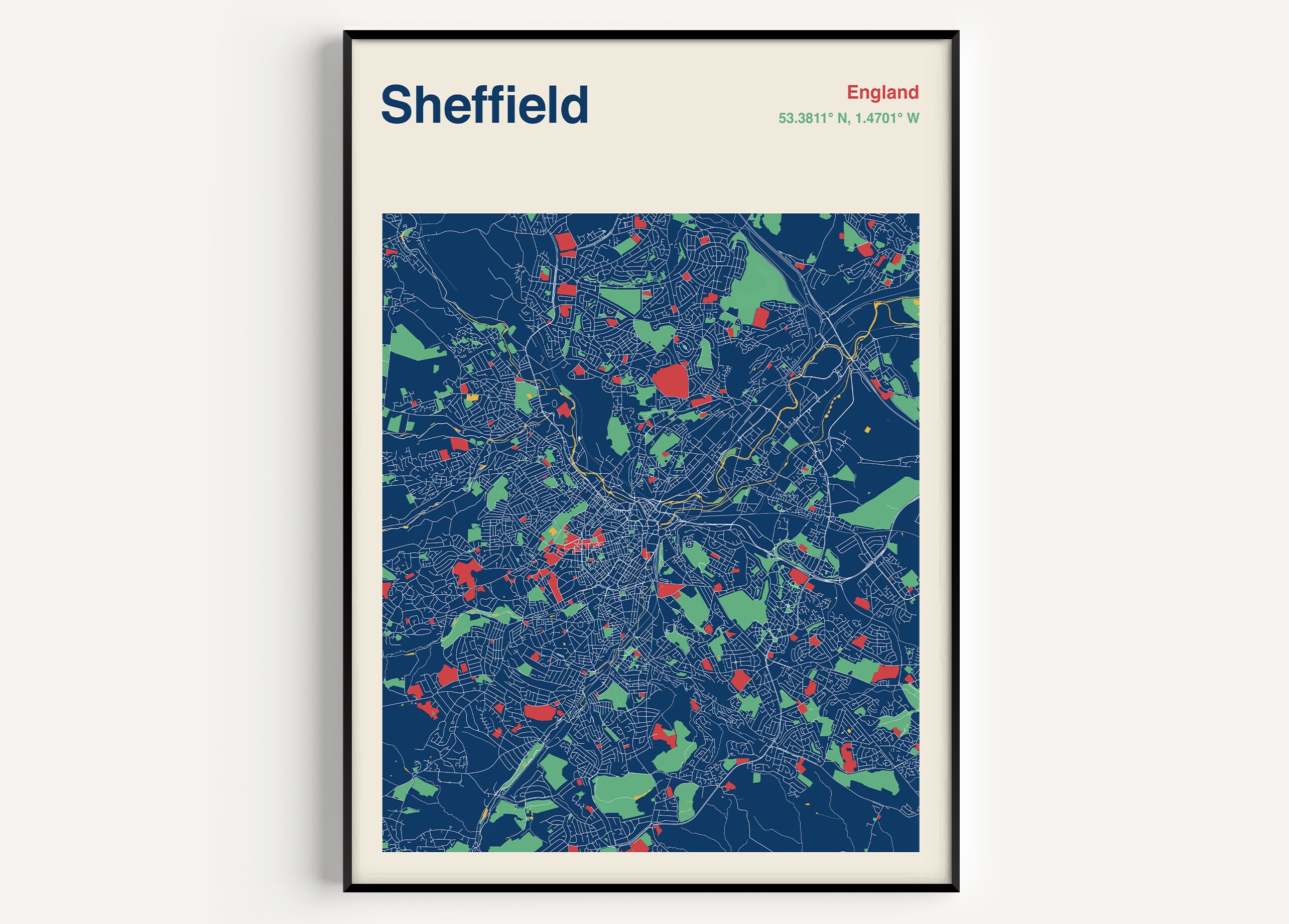 SHEFFIELD Map Print Sheffield Map Poster Sheffield Map Wall | Etsy