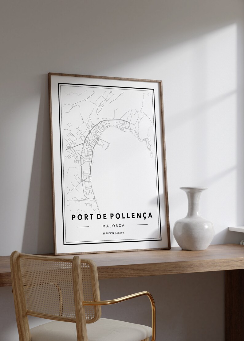 Port De Pollenca Map Print Majorca Map Poster Map of Port De | Etsy UK