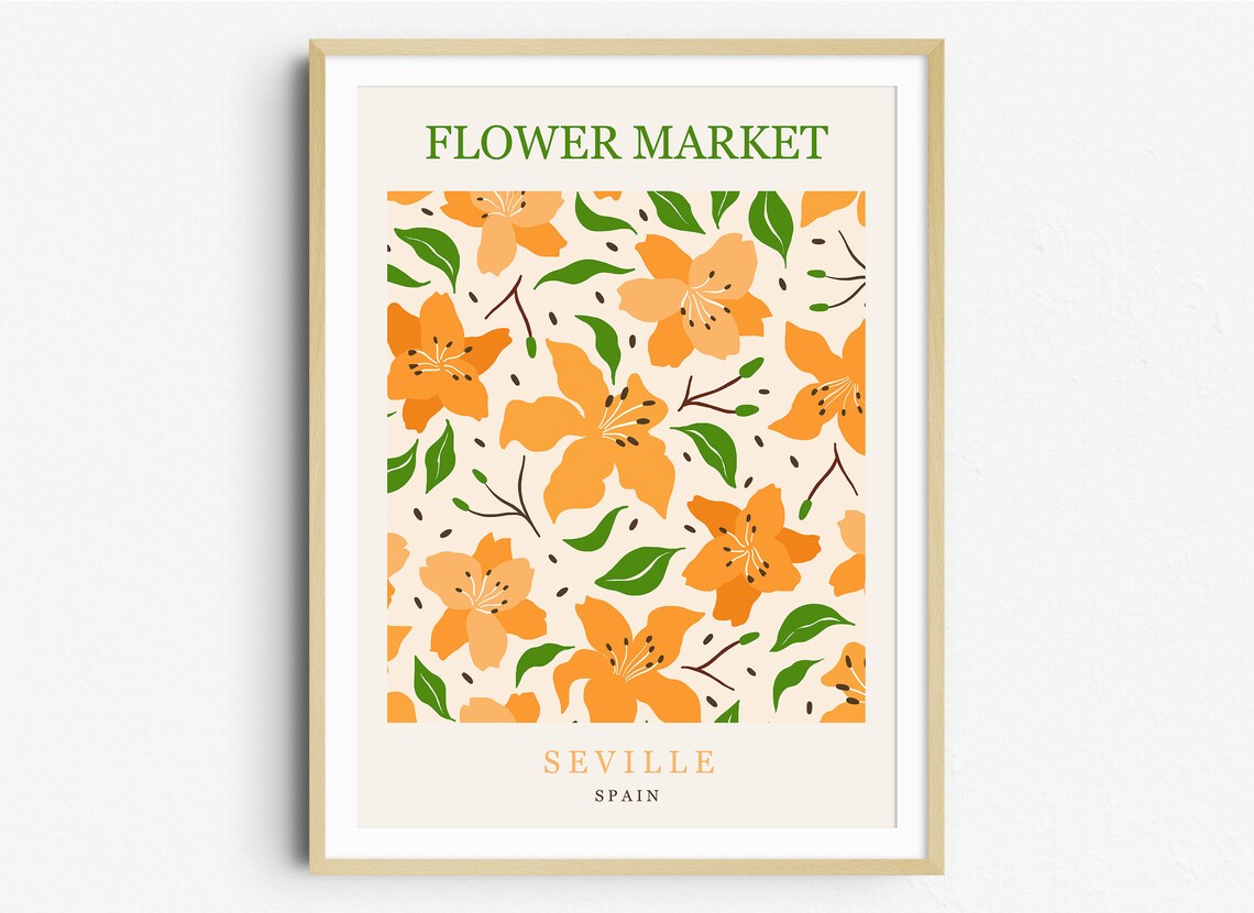 Flower Market Gallery Wall Art: Retro Floral Prints (digital Download ...