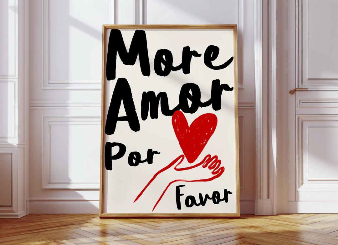 Hand Drawn More Amor Por Favor Poster, Retro More Amor Print, Trendy ...