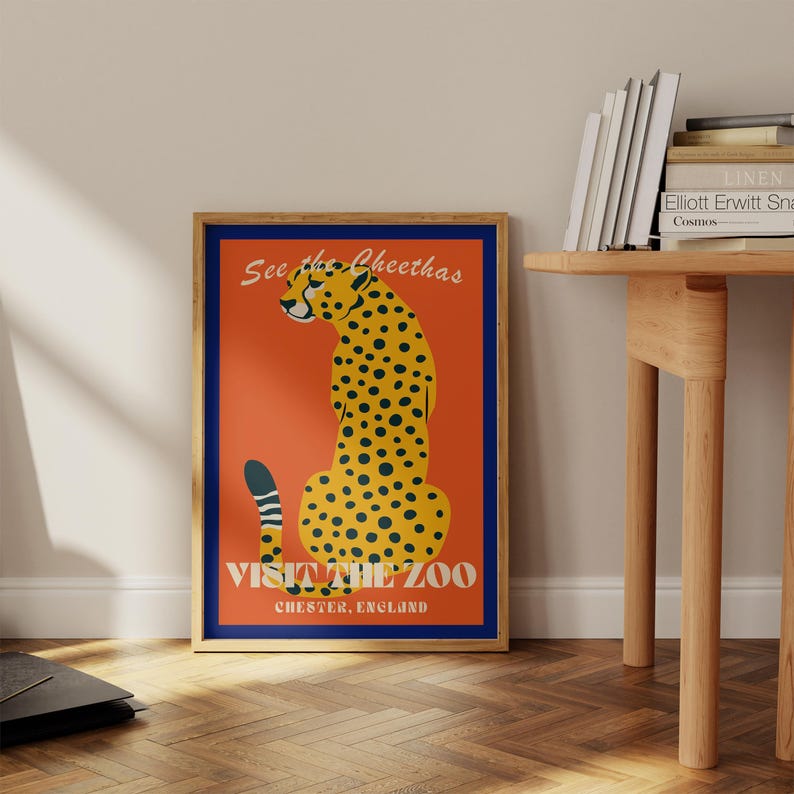 Retro Cheetah Zoo Poster: Trendy Animal Print (digital Download) - Etsy