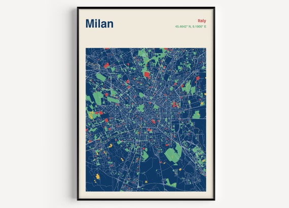 Milan Map Print Milan Map Poster Map of Milan Minimal Milan - Etsy