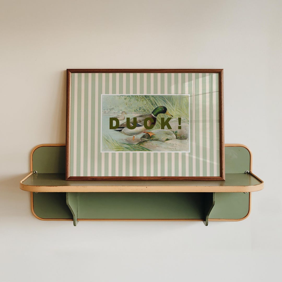 Funny Vintage Duck Wall Art Print: Mind Your Head Above Door Sign - Etsy UK