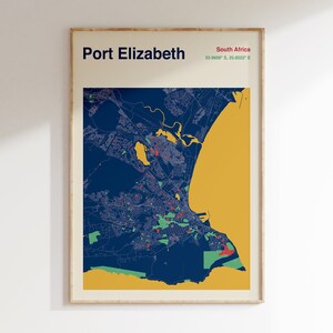 Port Elizabeth Map Print, City Map Print, Colour Map of Port Elizabeth ...