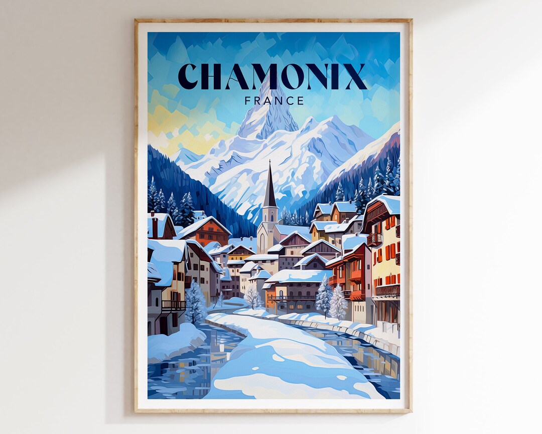 Chamonix France Art Print Poster, Travel Poster, Colourful Chamonix ...