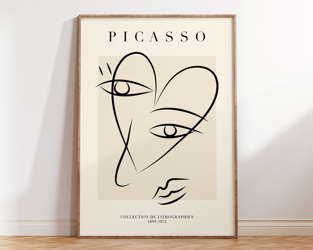 Picasso Drawing Exhibition Poster, Picasso Line Art Print, Modern ...