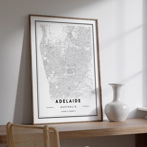 Adelaide City Map Poster, Map of Adelaide, Adelaide Minimal Map ...