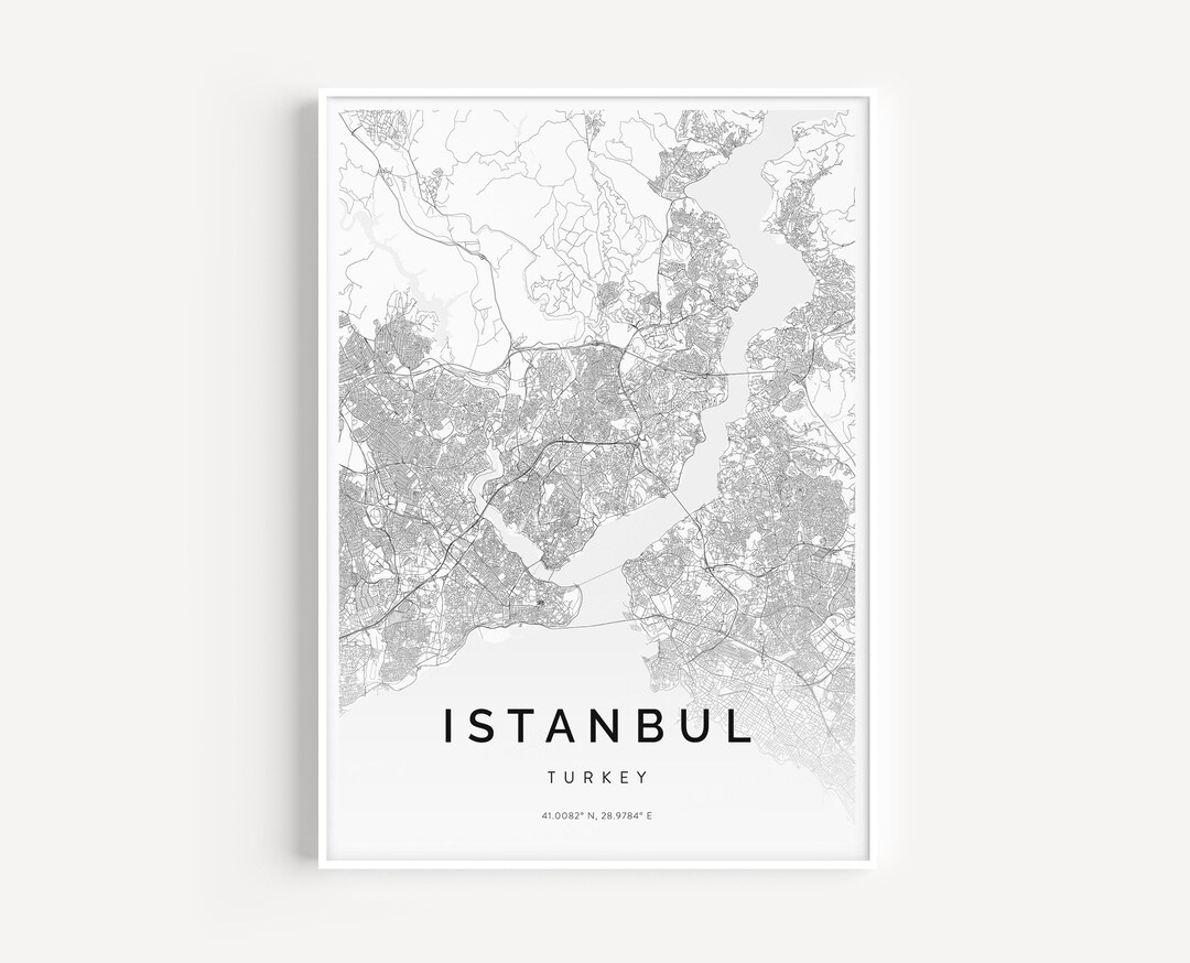 Minimal Istanbul City Map Print, Map of Istanbul, Istanbul Turkey Map ...