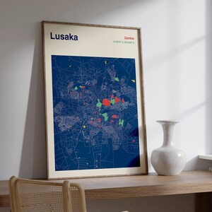 Lusaka Zambia Map Print, Lusaka Map Poster, Map of Lusaka Zambia ...