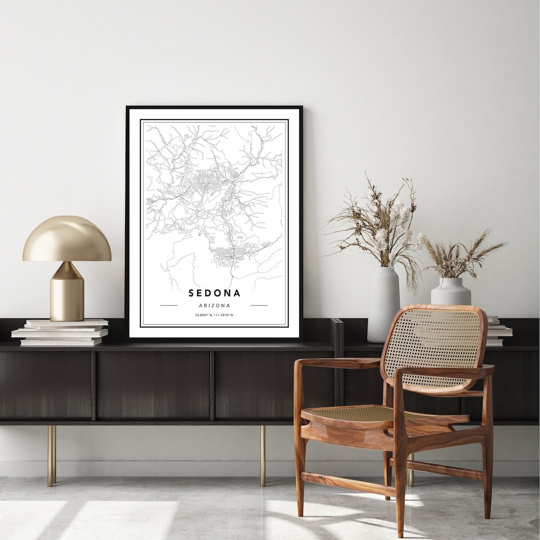 SEDONA AZ Map Print, Sedona Map Poster, Sedona Map Wall Art, Sedona Map ...