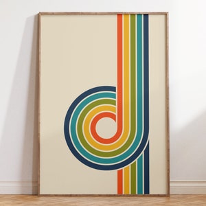 1970s Retro Rainbow Stripes Poster, Retro Nostalgia Art Poster, 70's ...