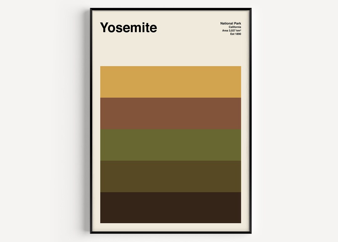 Yosemite National Park Print: Mid-century Color Palette Travel Poster ...