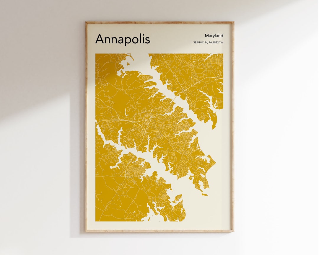 Annapolis Maryland Map Print, MORE COLOURS, Annapolis Map Poster ...