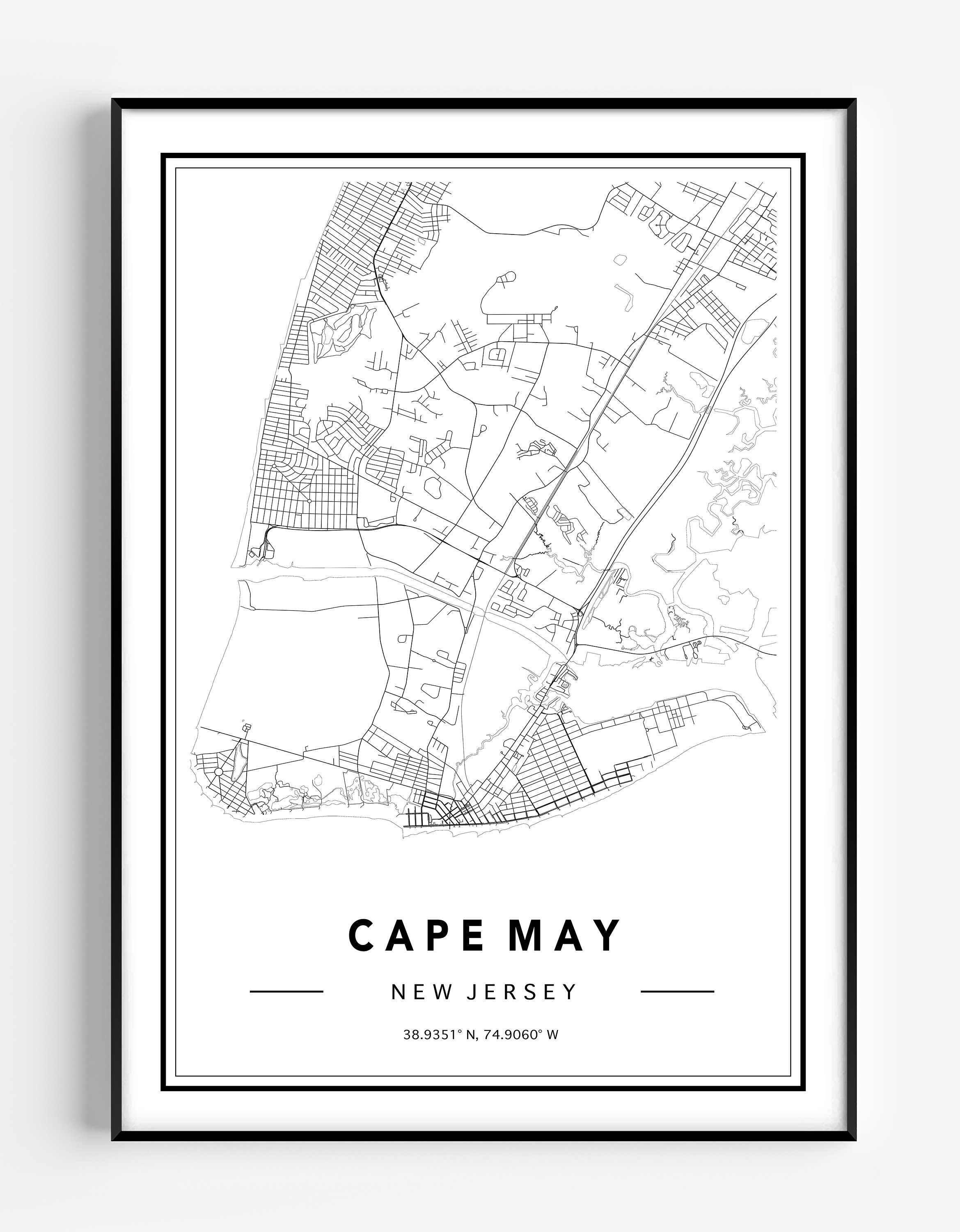 Cape May NJ Map Print Map of Cape May Cape May City Map - Etsy UK