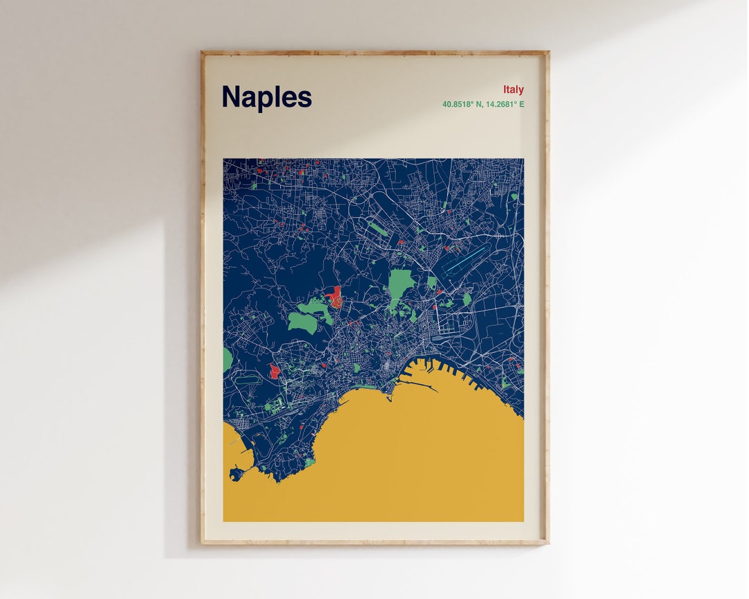 Naples Italy Map Print, Naples Map Poster, Naples Map Wall Art, Map of ...