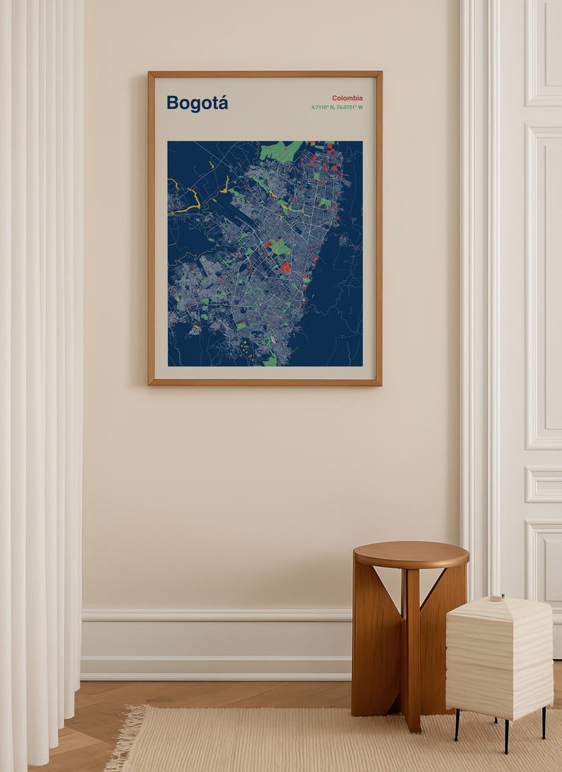 Bogota Colombia Map Art Print: Cityscape Poster - Etsy