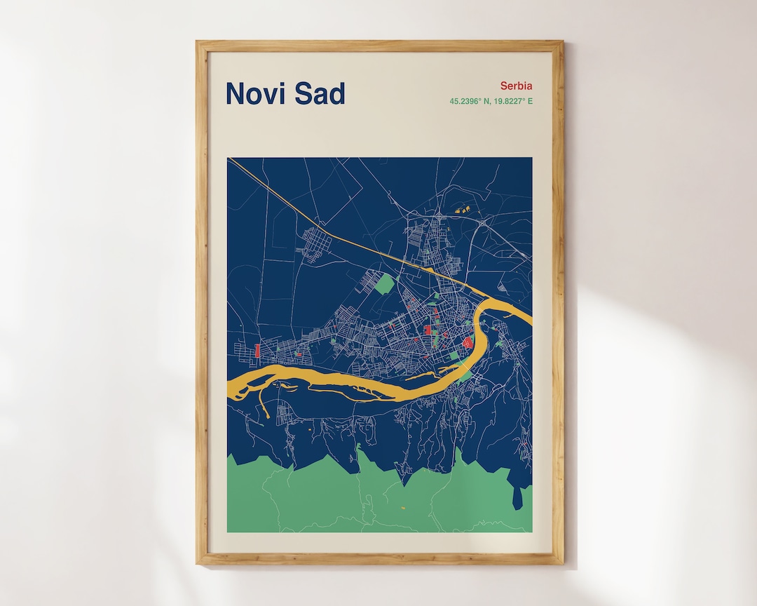Novi Sad Serbia Map Print, Map of Novi Sad, Novi Sad City Map Poster ...