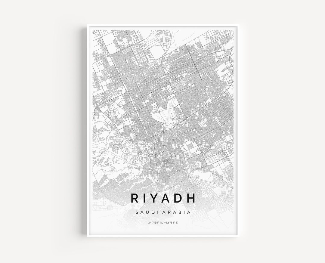 Minimal Riyadh Saudi Arabia Map Poster, Riyadh City Map, Map of Riyadh ...