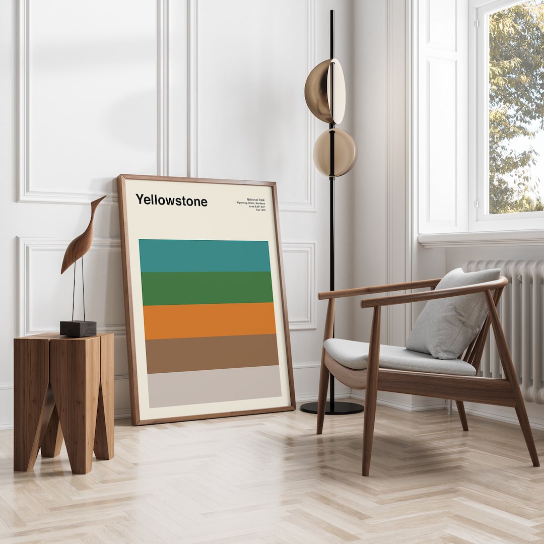 Yellowstone Colour Palette Poster, Mid Century Travel Poster ...