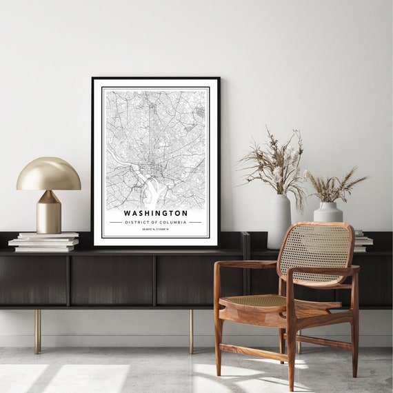 Washington DC Map Poster Washington City Map Map of - Etsy